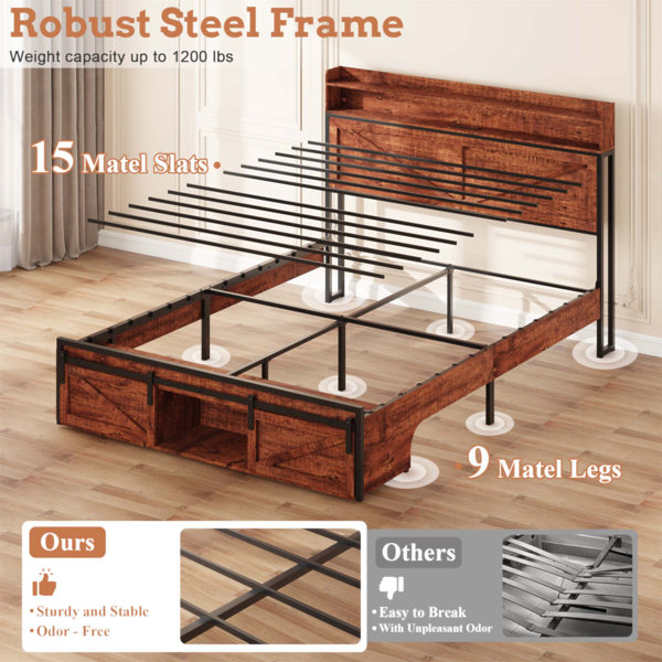 Trent Austin Design® Bed Frame With Storage, LED Lighting, And Anti ...