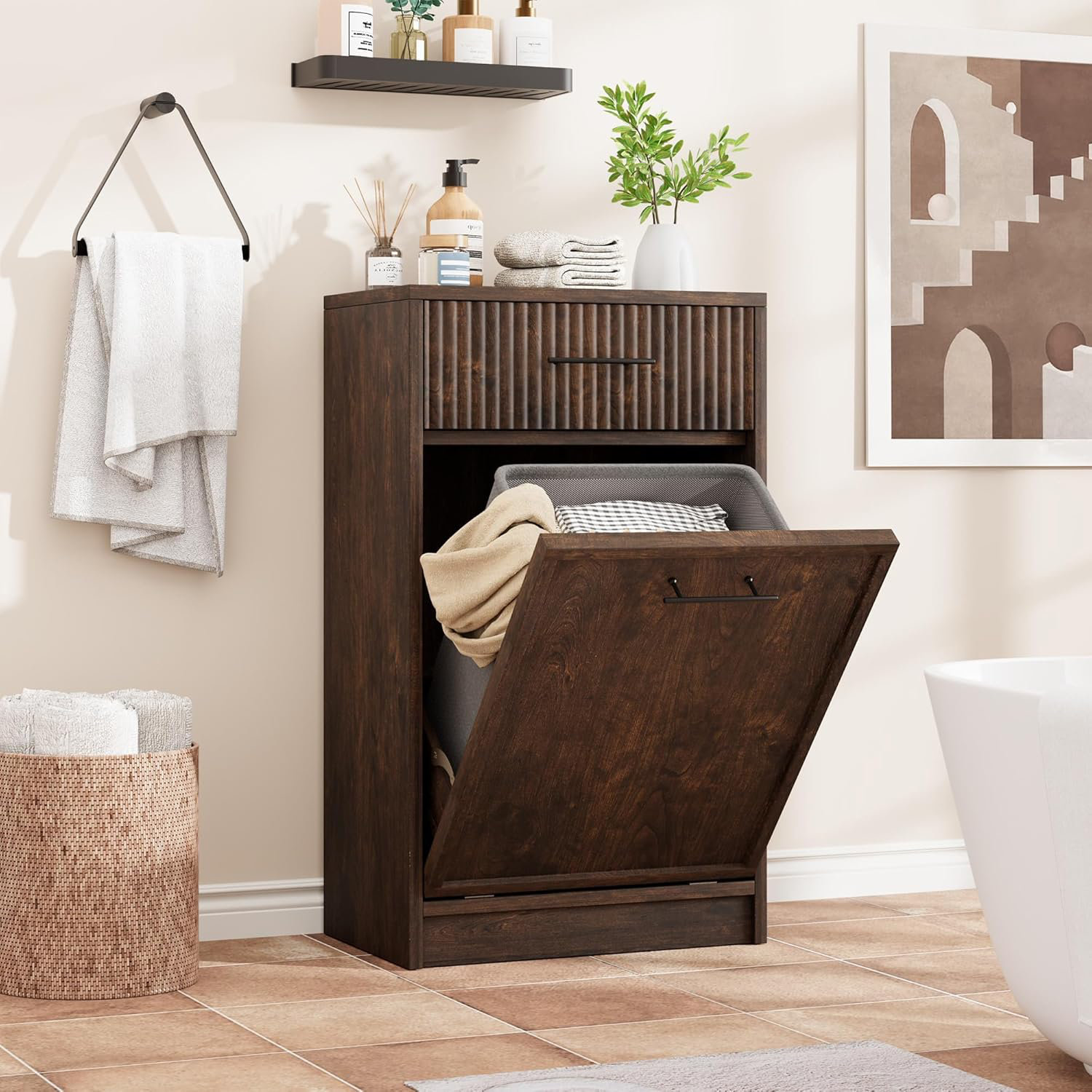 Espiron Optimum Fluted Tilt Out, Hidden Garbage 10 Gallon, Freestanding ...