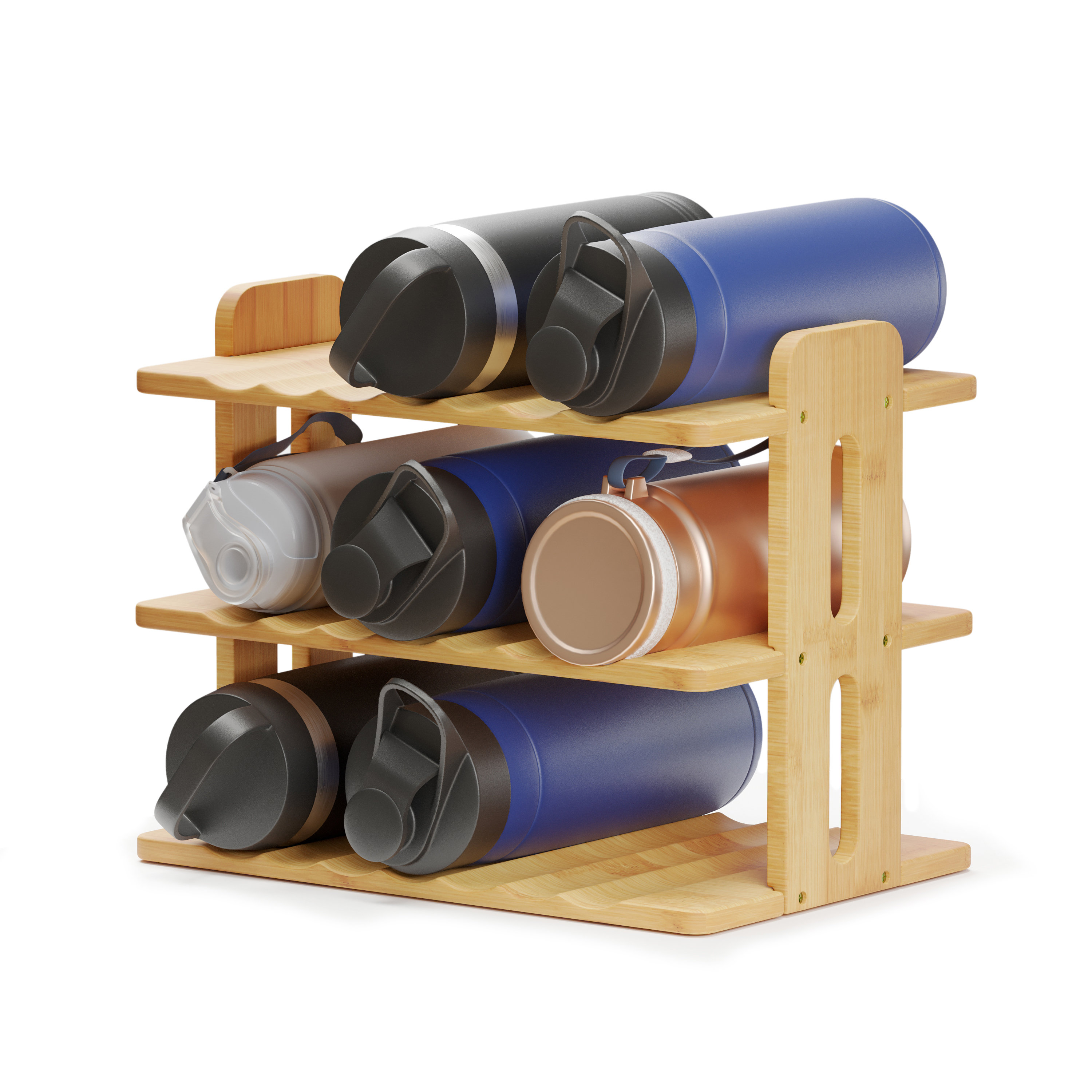 SpaceAid Bamboo Water Bottle Organizer with Labels, Kitchen and Pantry ...