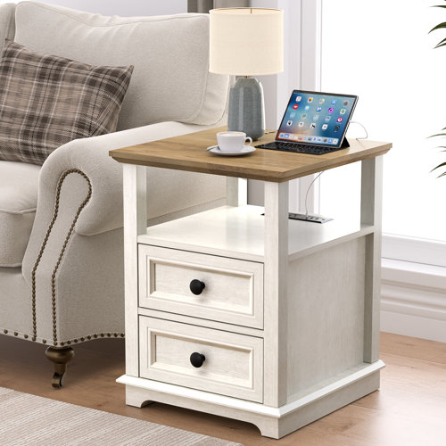 Rosalind Wheeler Bijal Tray Top Frame 2 - Drawer End Table and Built-In ...