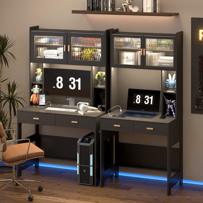 Latitude Run® Berwaldt 31.5'' W Rectangle Computer Desk with Hutch and ...