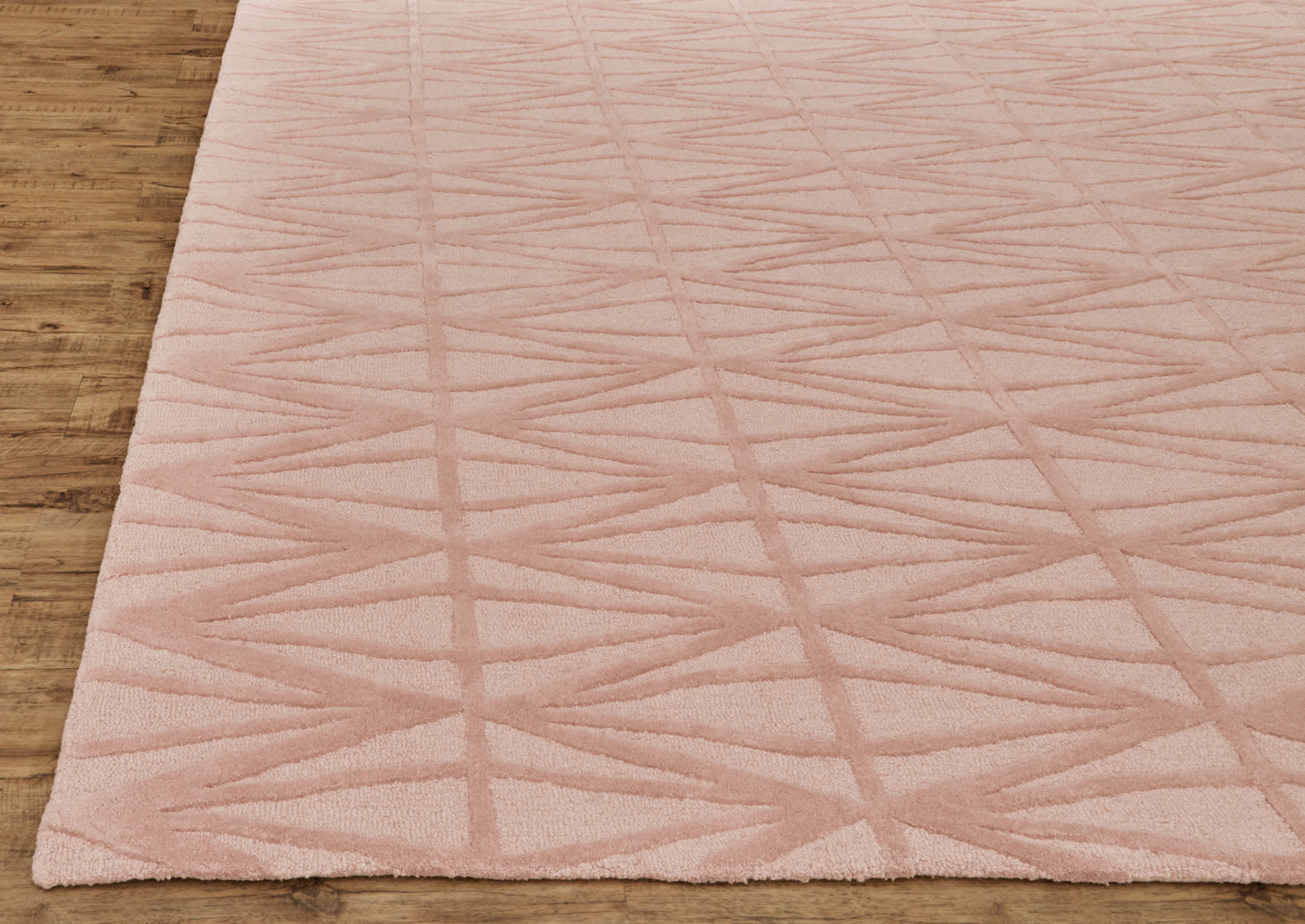 George Oliver Rosston Geometric Hand Tufted Wool Blush Pink Area Rug ...