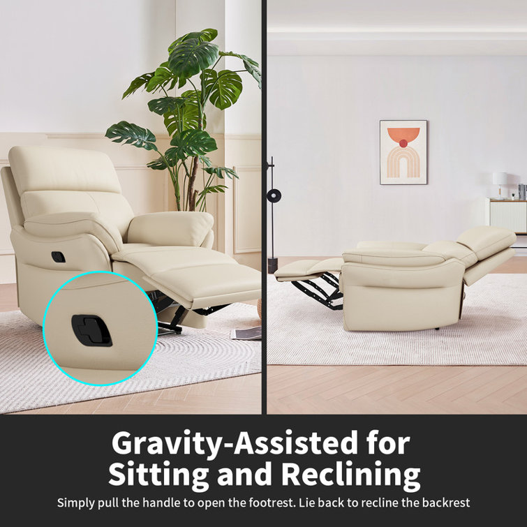 Latitude Run® Latari 33'' Top Genuine Leather Manual Standard Recliner ...