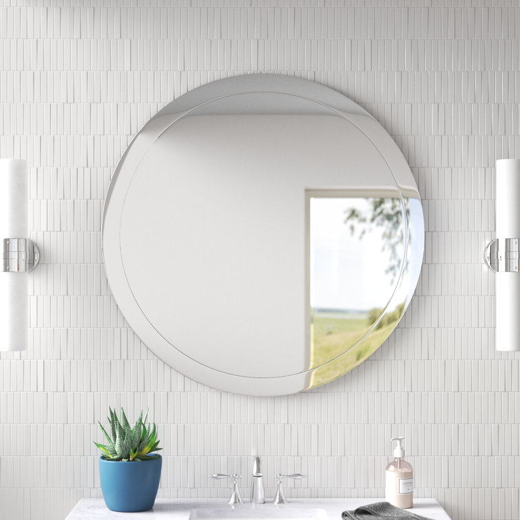 Alonso Frameless Wall-Mounted Round Beveled Bathroom Vanity Mirror