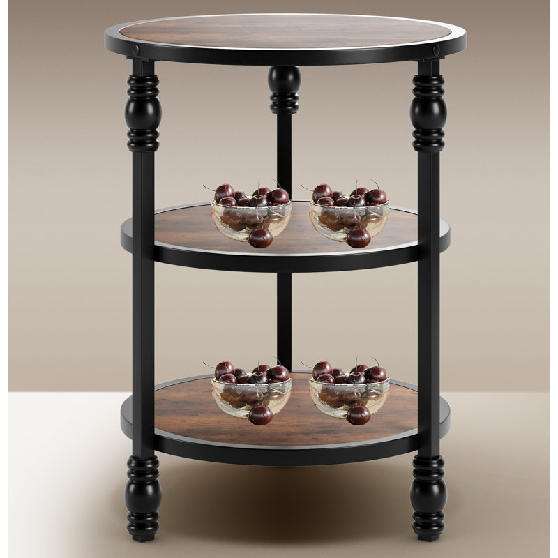 Charlton Home® Living Room 3-tier Round End Table With Storage Shelf ...
