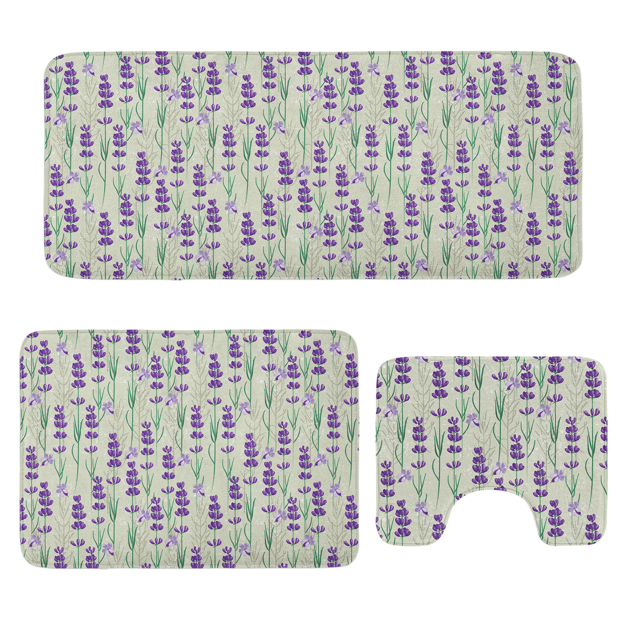 Red Barrel Studio® Lavender Bathroom Rug Set 3 Pieces U-Shape ...