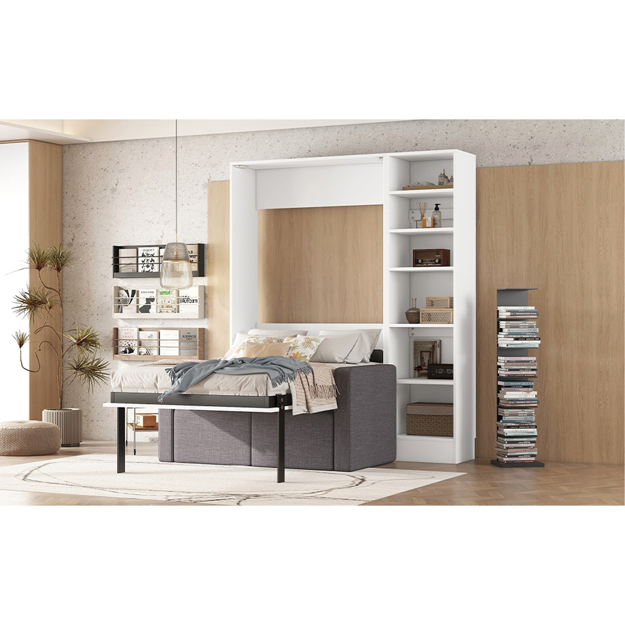 Latitude Run® Versatile Murphy Bed With Integrated Shelves And Sofa ...