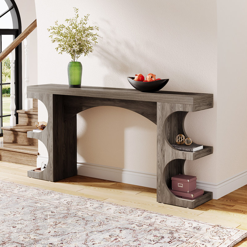Millwood Pines 63-Inch Dark Grey Long Console Table | Wayfair