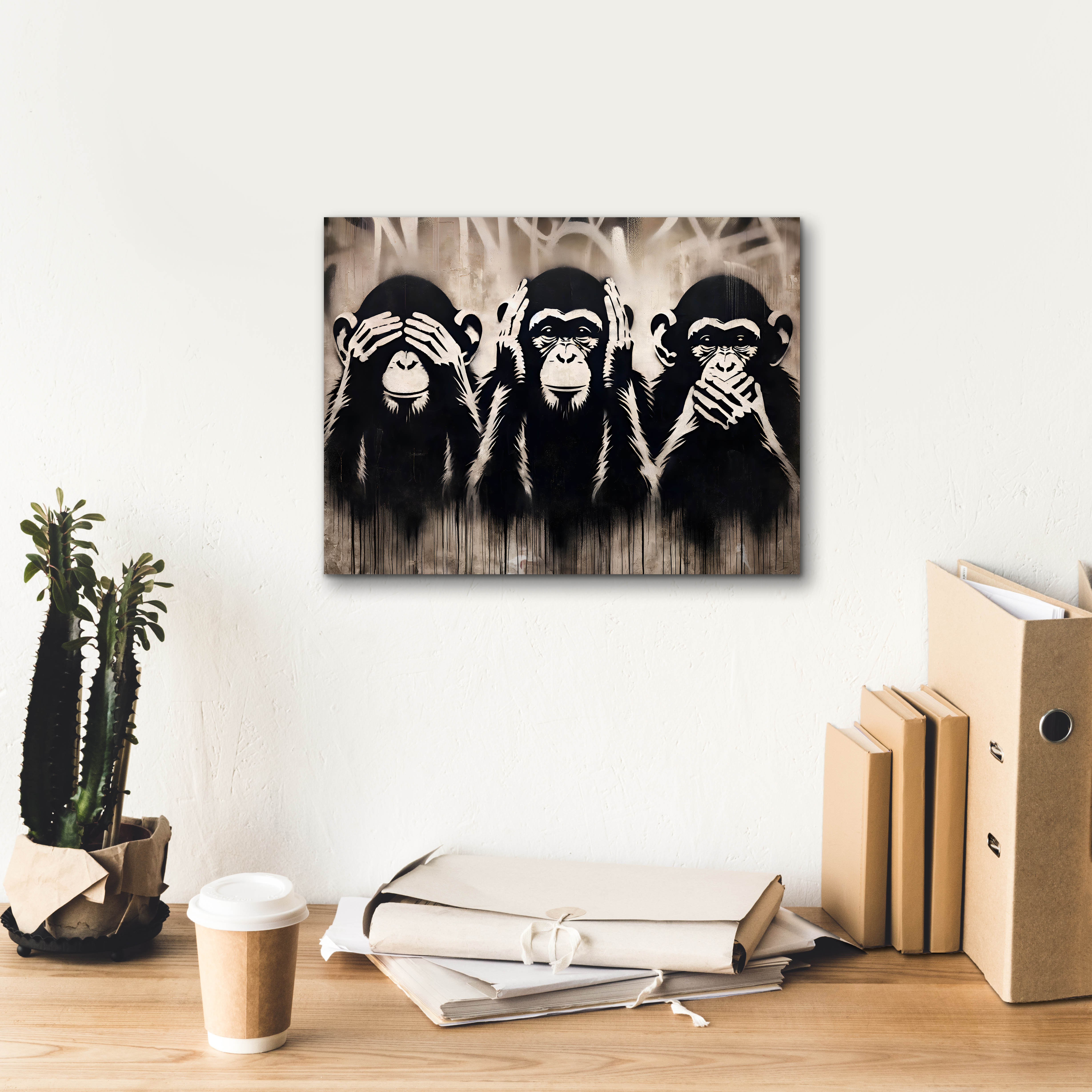 Epic Graffiti 'Three Wize Monkeys' by Andreas Magnusson Canvas Wall Art ...
