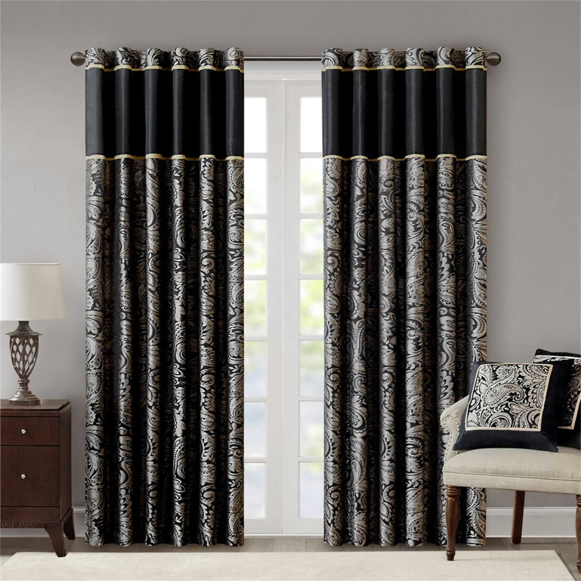 Canora Grey Jacquard Curtain Panel Pair(2 Pcs Window Panels) With ...