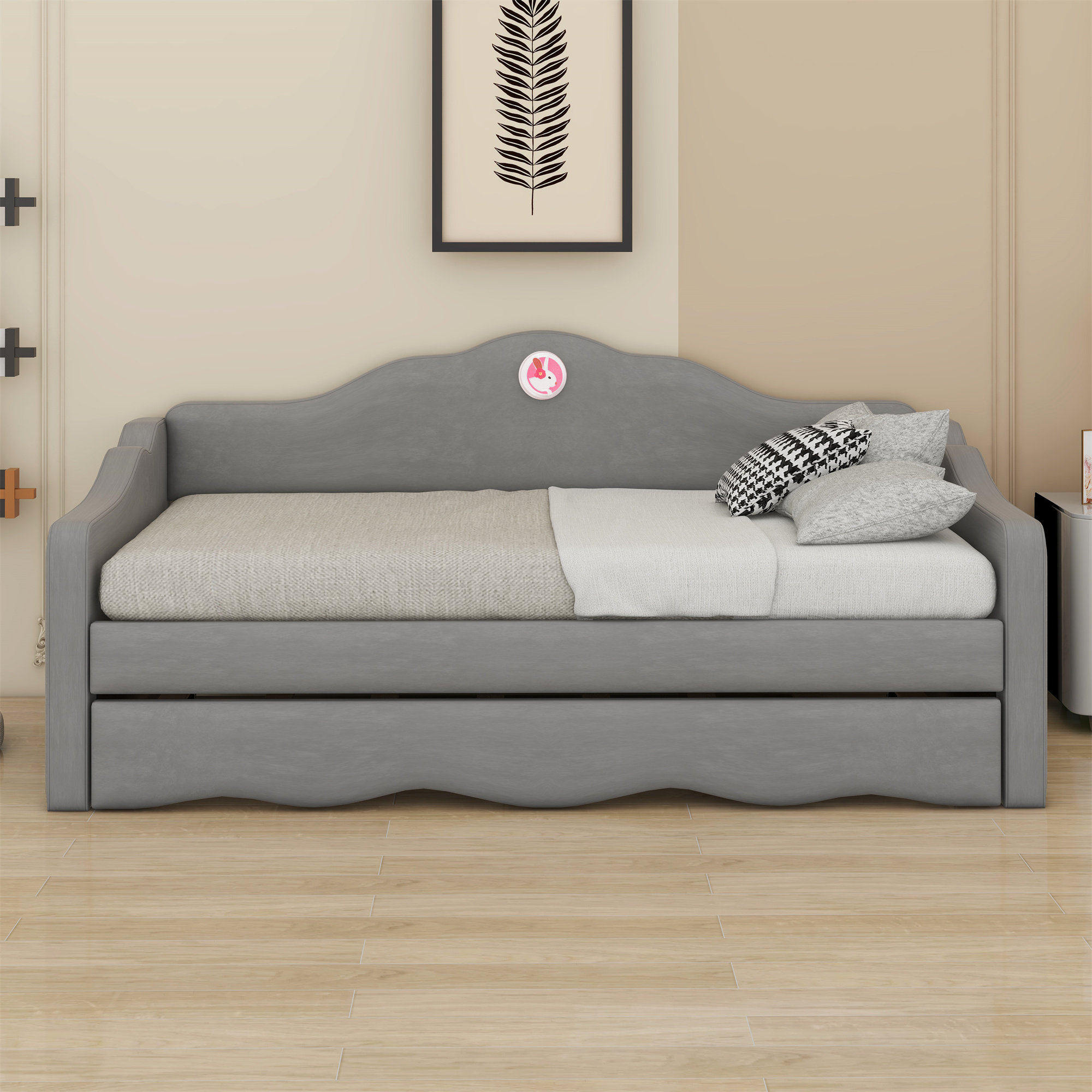 Lark Manor Upholstered Daybed With Wave-Shaped Trundle - Wayfair Canada