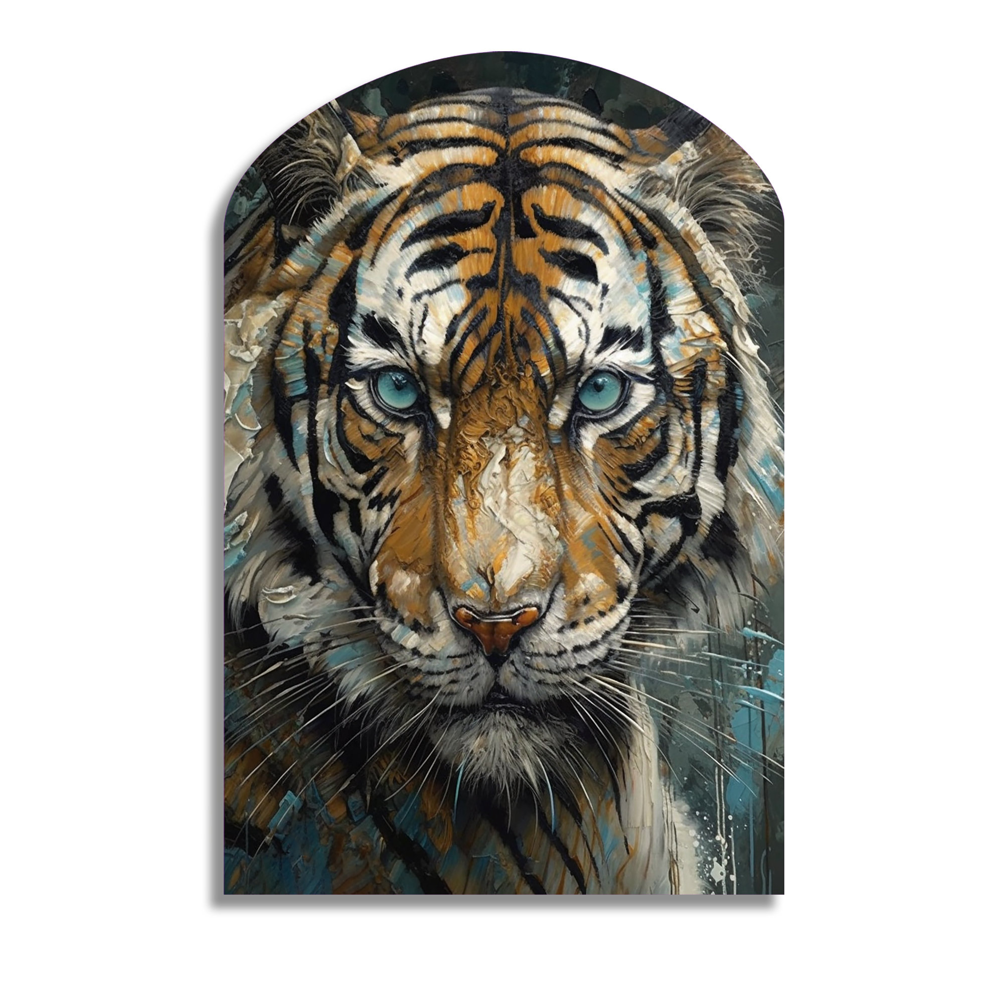 House of Hampton® Yellow Tiger Portrait - Tiger Arch Shape Metal Wall ...