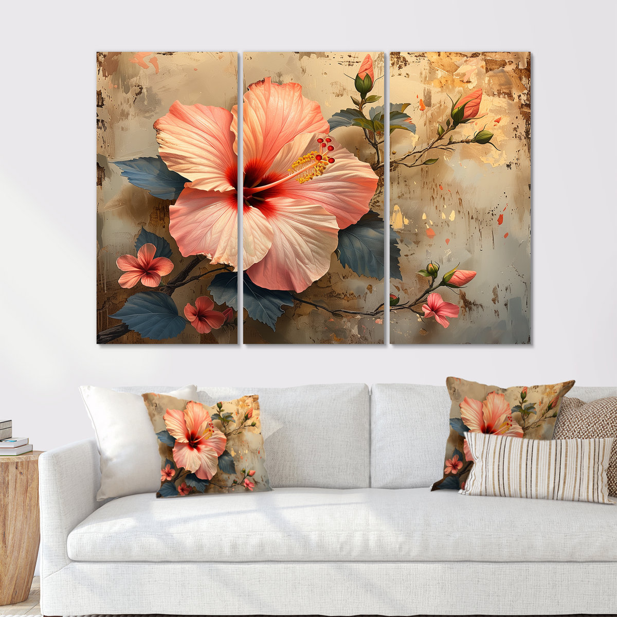 Bay Isle Home™ Vintage Pink And Beige Hibiscus Fragile Beauty ...