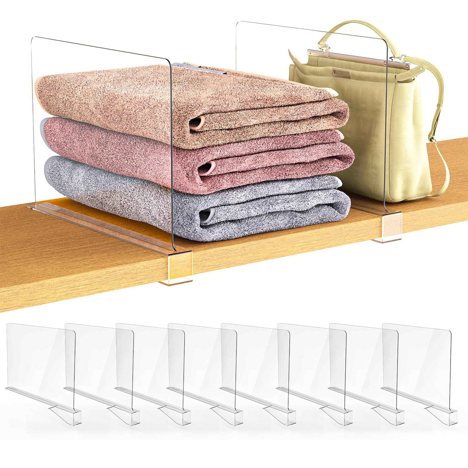 Rebrilliant 8 Pack Closet Shelf Dividers Organizer Purse Clothes ...
