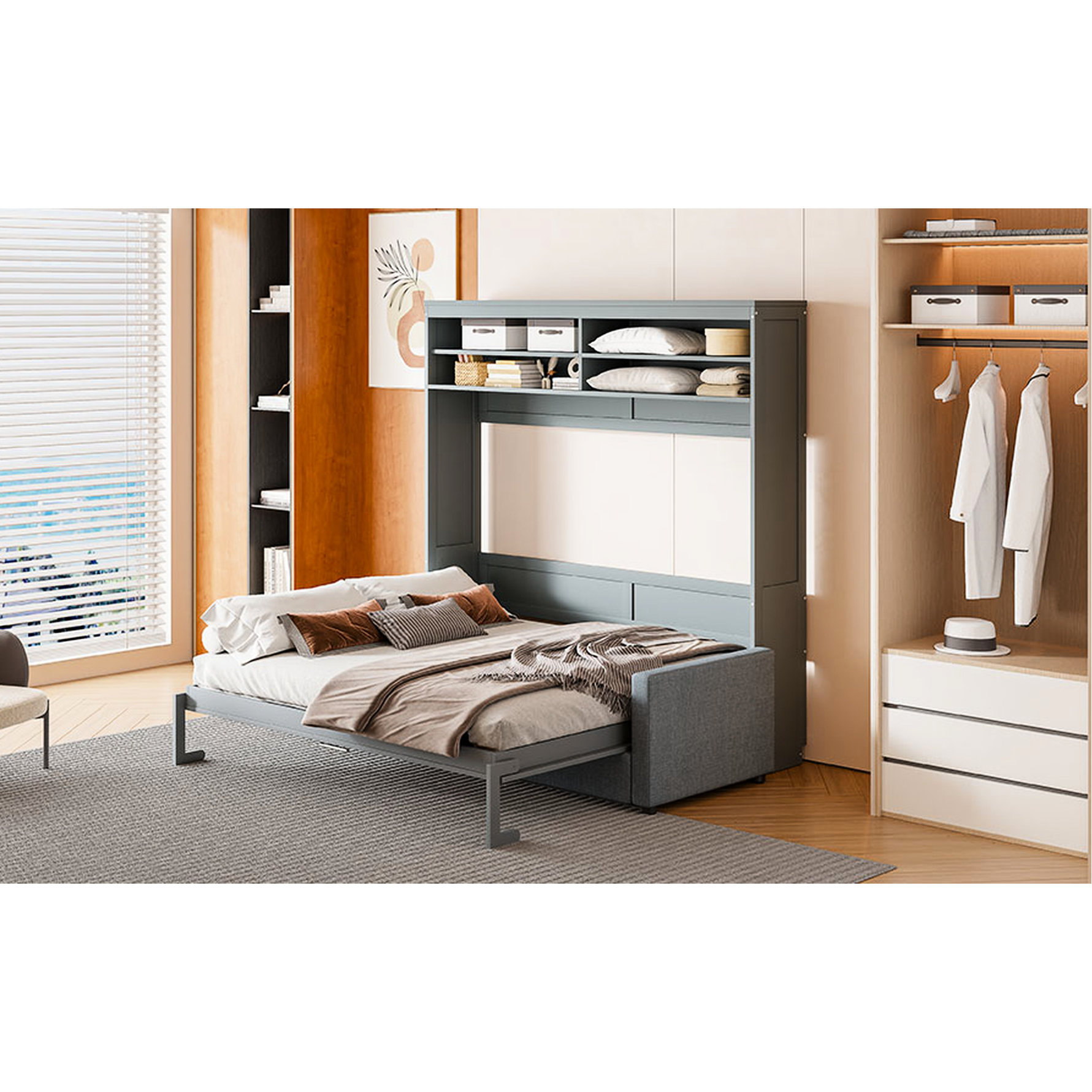 Red Barrel Studio Grey Queen Bed With - Versatile Sleeping Option ...