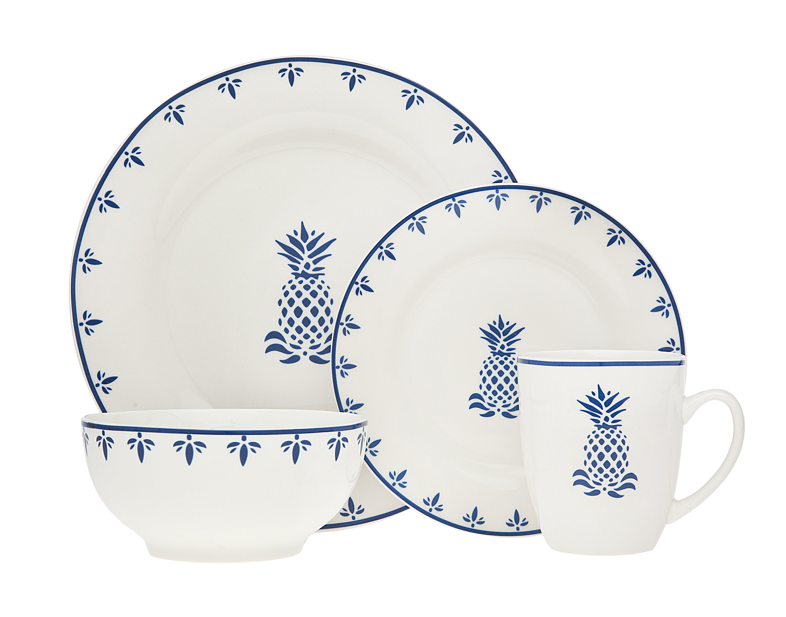 Godinger Silver Art Co Pineapple 16 Piece Dinnerware Set, Service for 4 ...