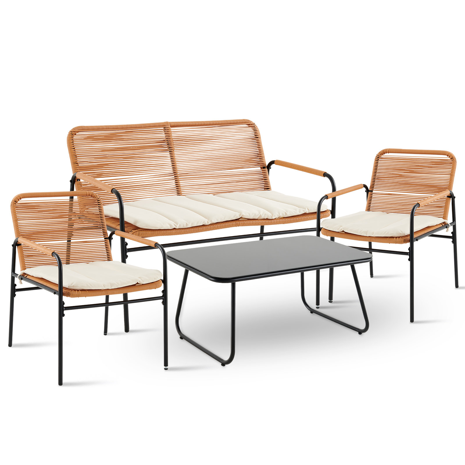 Lecafur HL 4 Piece Outdoor Patio Conversation Set With Cushions ...