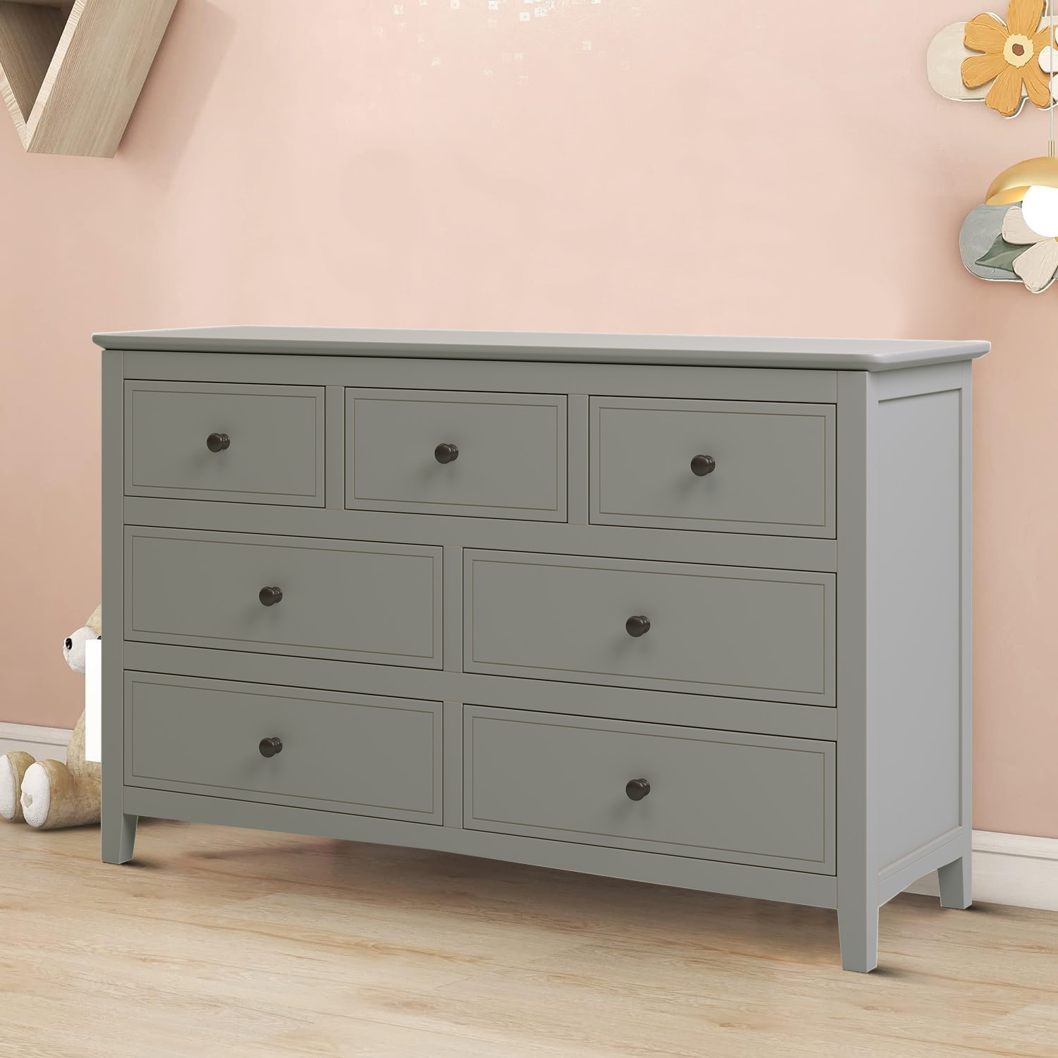 Red Barrel Studio Commode en bois massif avec 7 tiroirs de rangement ...