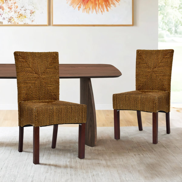 Bayou Breeze 21" Wide Ratten Rustic Farmhouse Style Solid Wood Woven ...