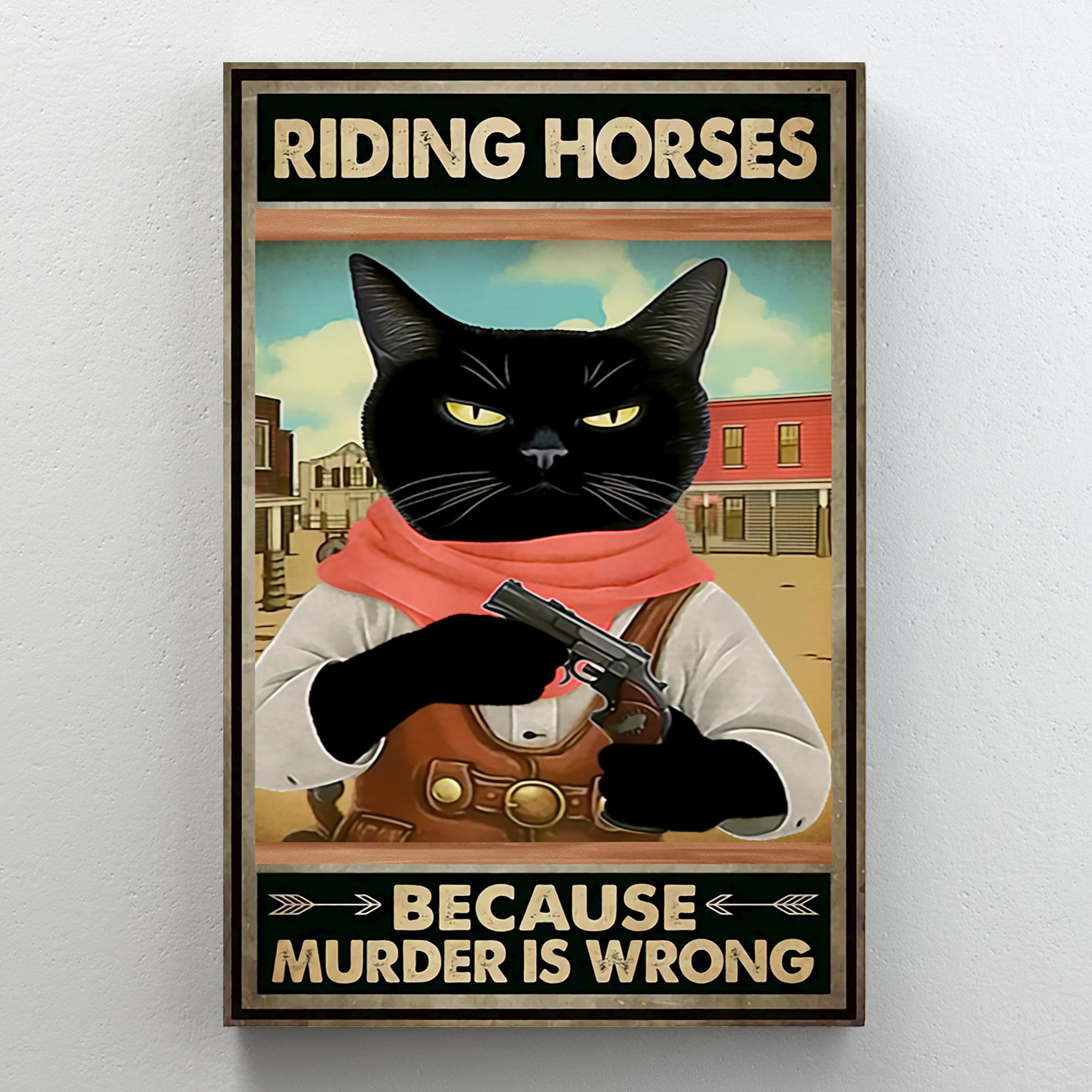 Trinx Black Cat Riding Horses - 1 Piece Rectangle Graphi Black Cat ...