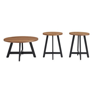 17 Stories 3-Piece Coffee Table Set - Industrial Modern Round Coffee ...