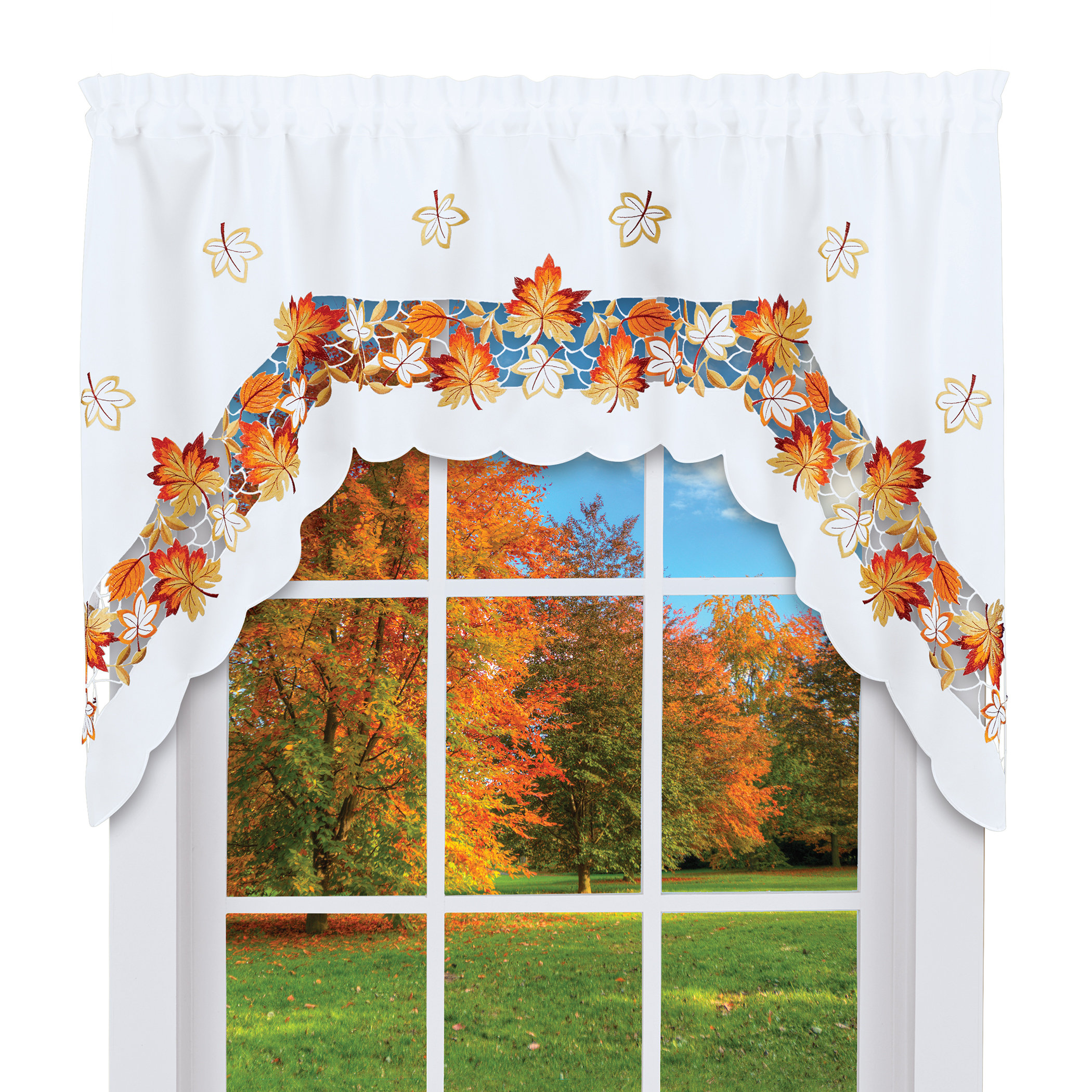 Rosalind Wheeler Chineme Fall Leaves Cut-out Curtains | Wayfair