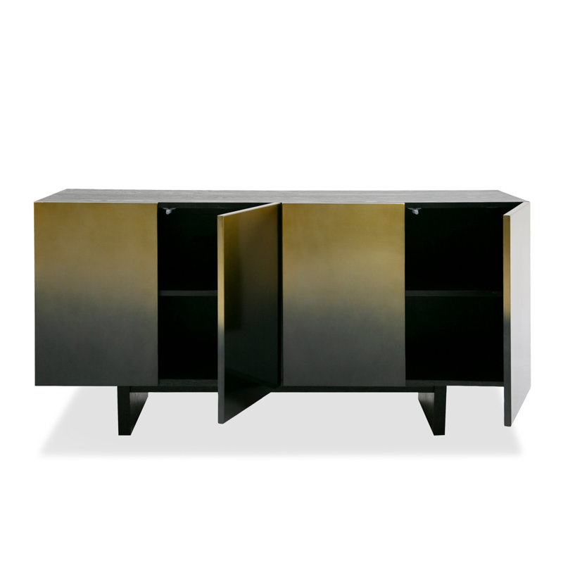 Benjara Cid Vito 63 Inch Sideboard Buffet, 4 Cabinets, Doors, Black Ash ...