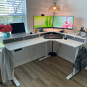 FEZIBO Color Adjustable L-Shaped Metal Base Standing Desk & Reviews ...