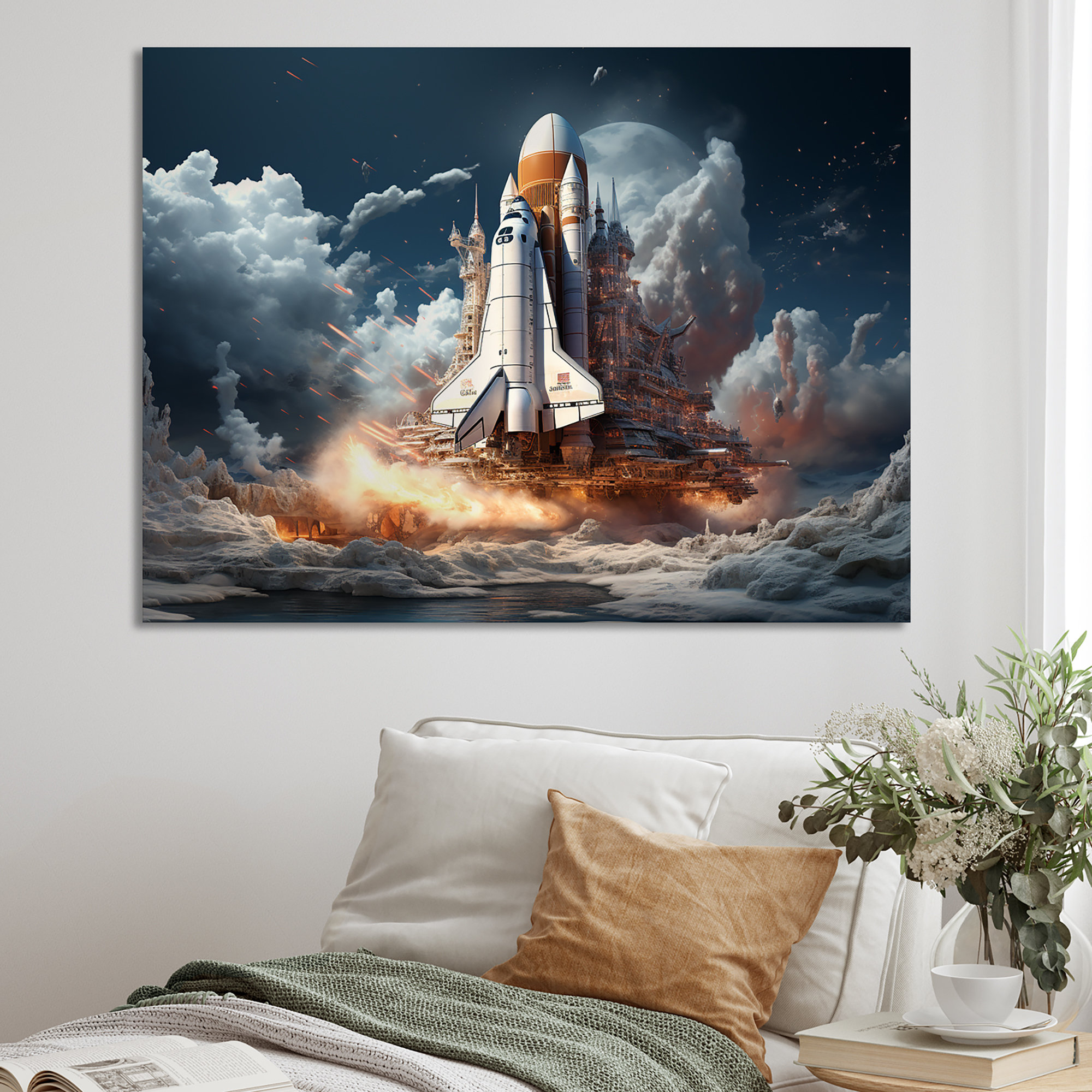 Design Art Modern Space Shuttle Launch II On Canvas Print | Wayfair