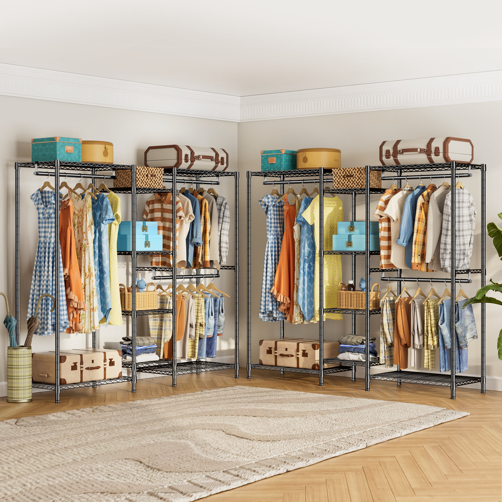 Rebrilliant 76.8" Garment Rack, Clothes Hanging Rack Loads 800 Lbs ...