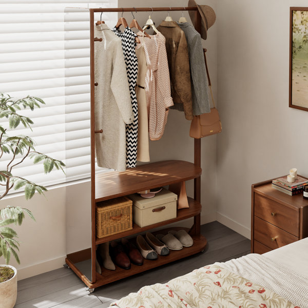 Ebern Designs Solid Wood All-in-One Floor-standing Full-Length Mirror ...
