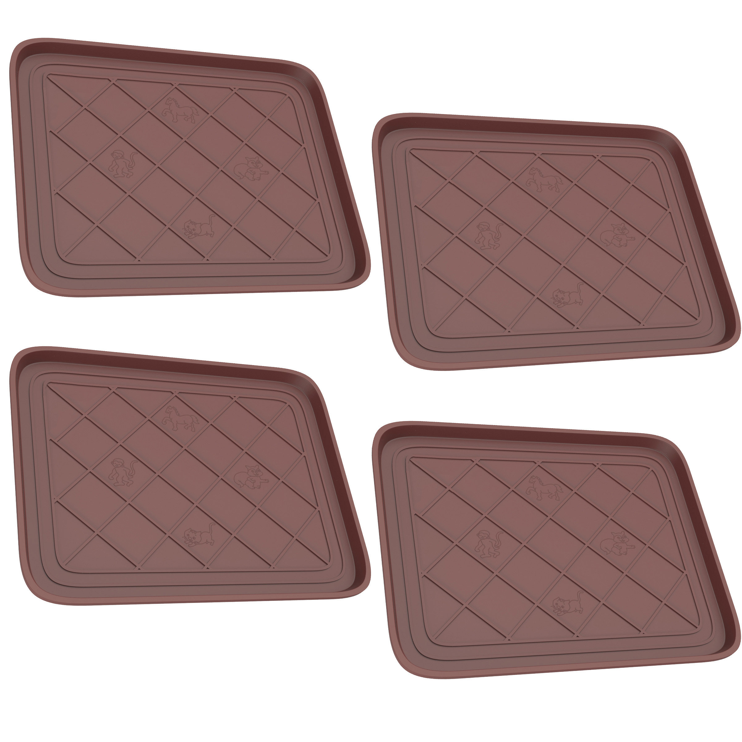 Stalwart All Weather Boot Tray Set - 4 Small Water-Resistant Plastic ...