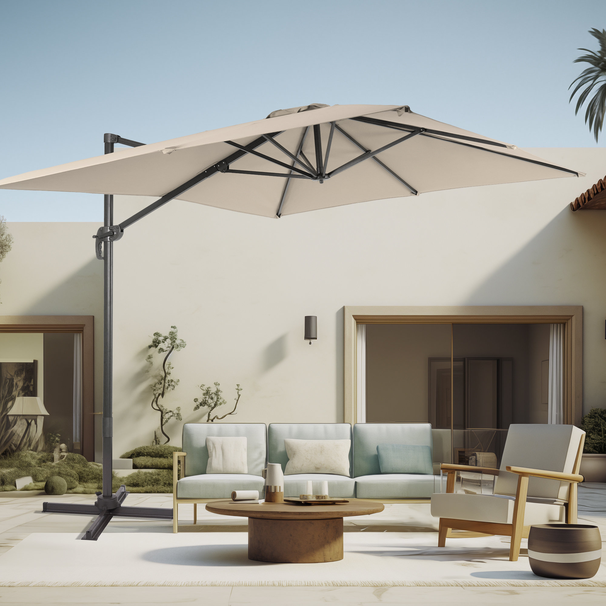 Arlmont & Co. Royetta 120'' x 96'' Rectangular Cantilever Umbrella ...