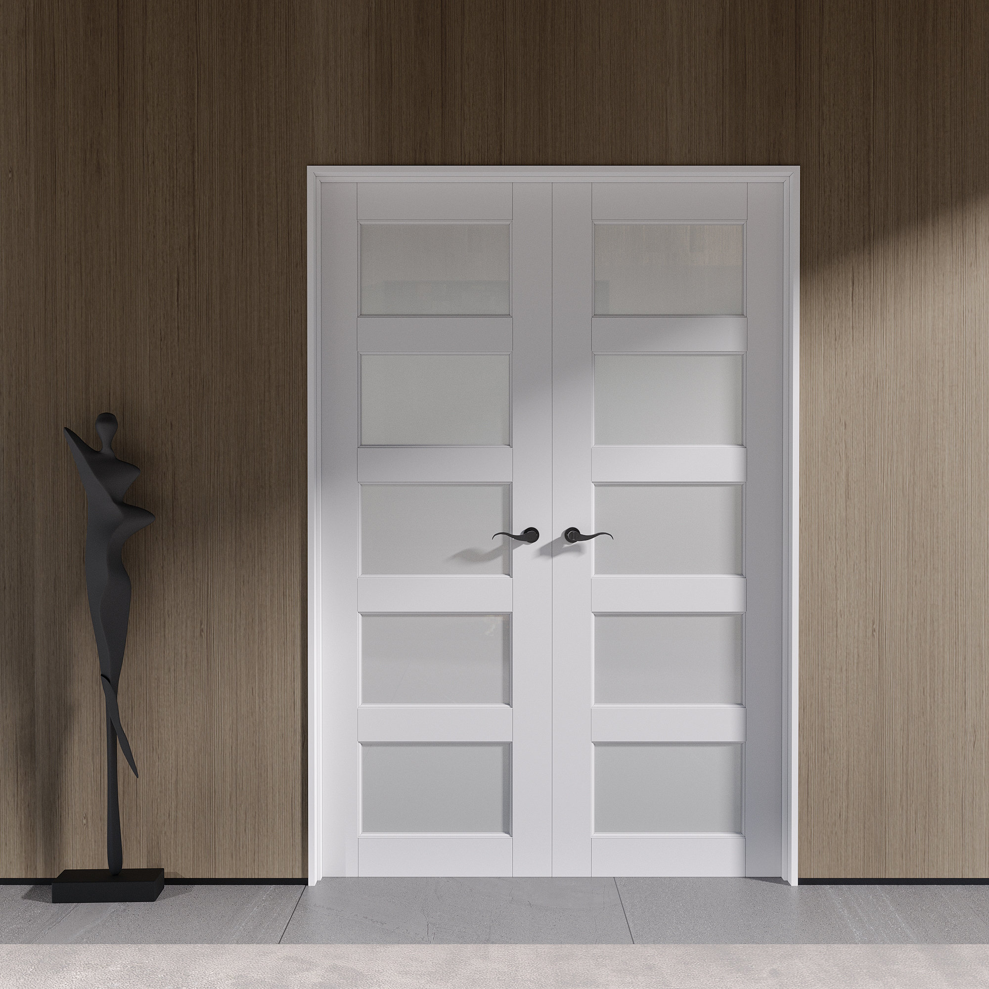 ARK DESIGN French Doors 5-Lite Frosted Glass Solid Core Interior Pantry ...