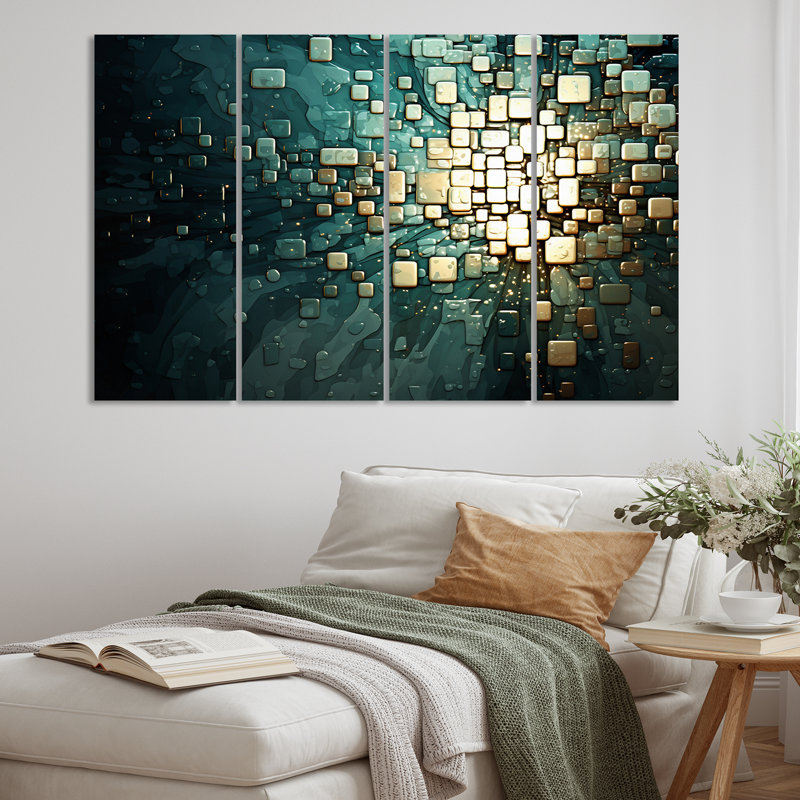 Design Art Continuation And Departure Retro Gold And Teal VI - Abstract ...