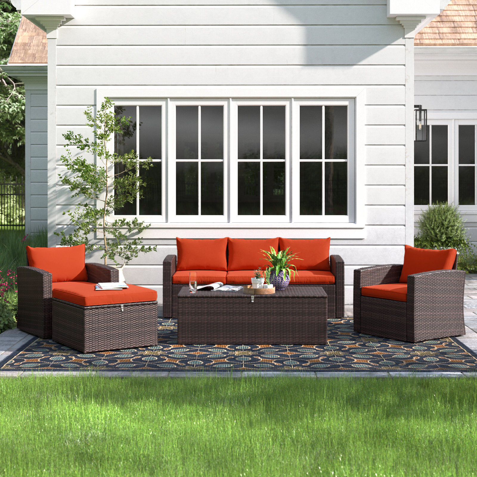Sol 72 Outdoor™ Arlington Outdoor Wicker 4 Piece Seating Group ...