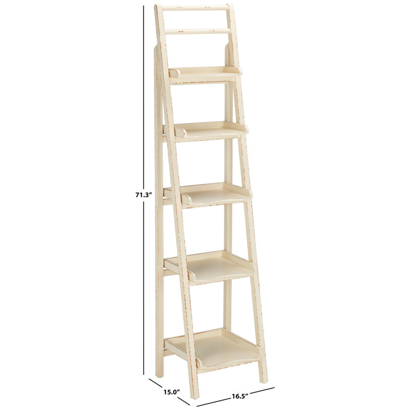 Gracie Oaks Rexhie 71.3" H x 16.5" W Solid Wood Ladder Bookcase ...