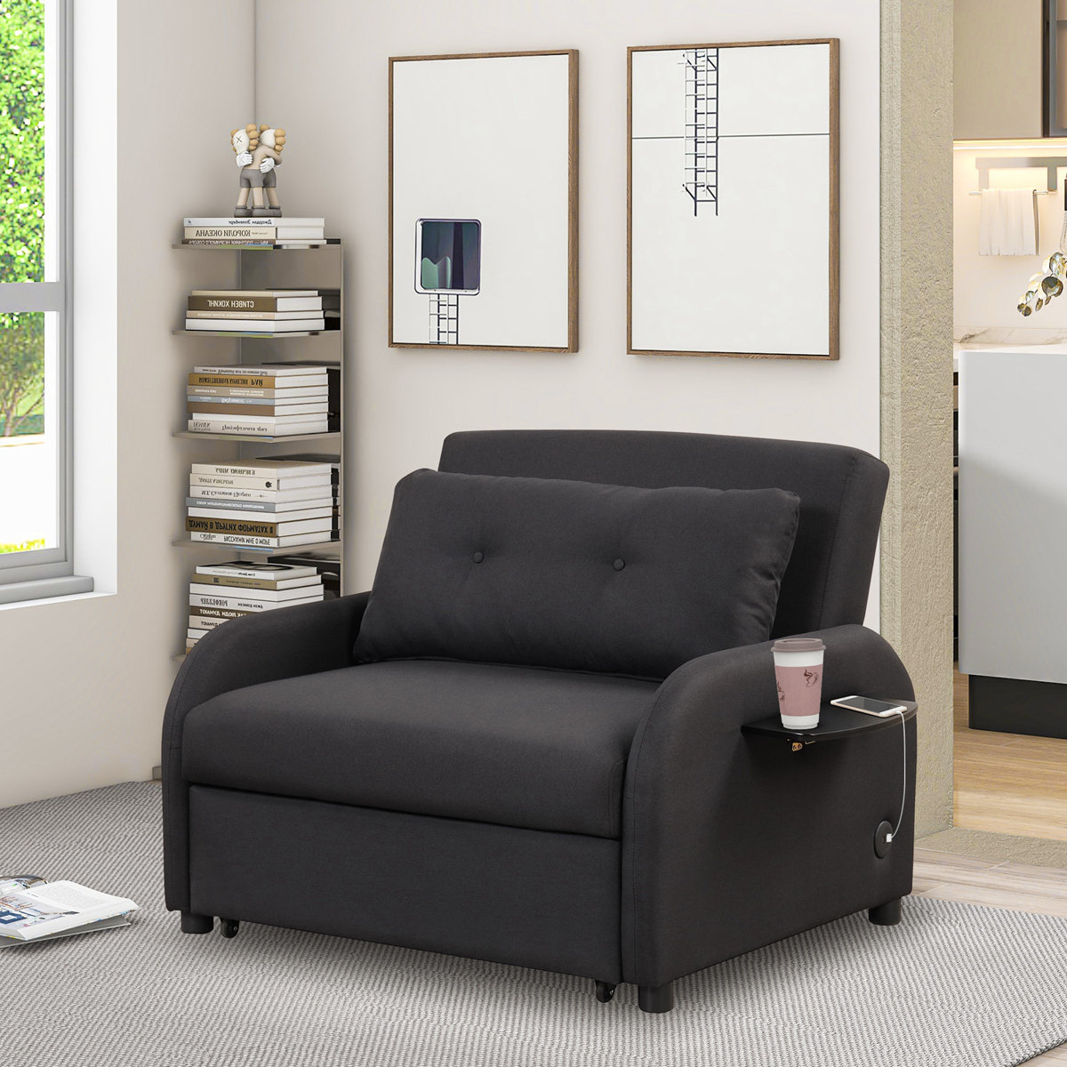 Latitude Run® Pull Out Couch Sleeper Sofa Chair Convertible Sofa Chair ...