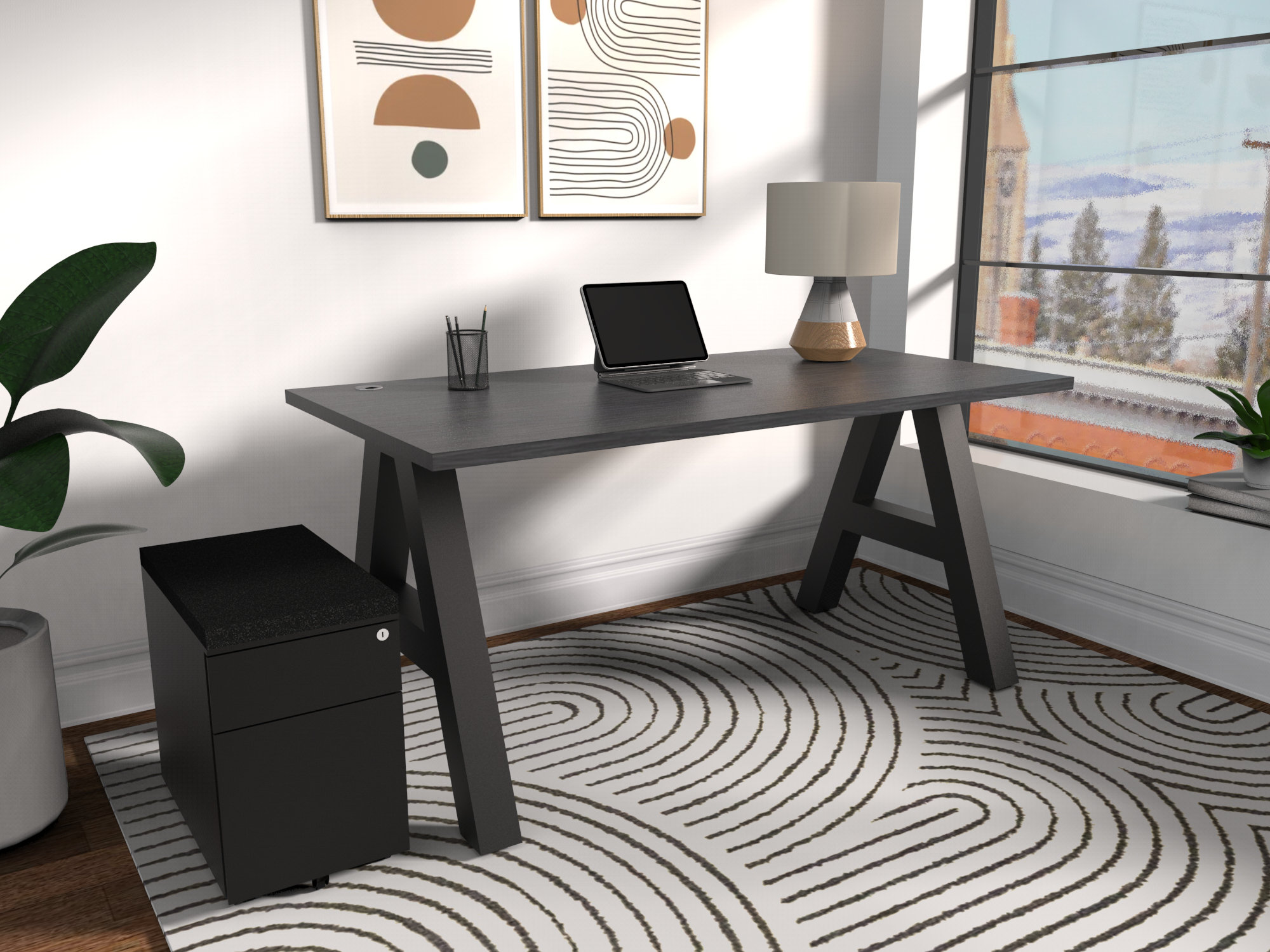 Latitude Run® Modern A-Frame Desk Executive Desk | Wayfair