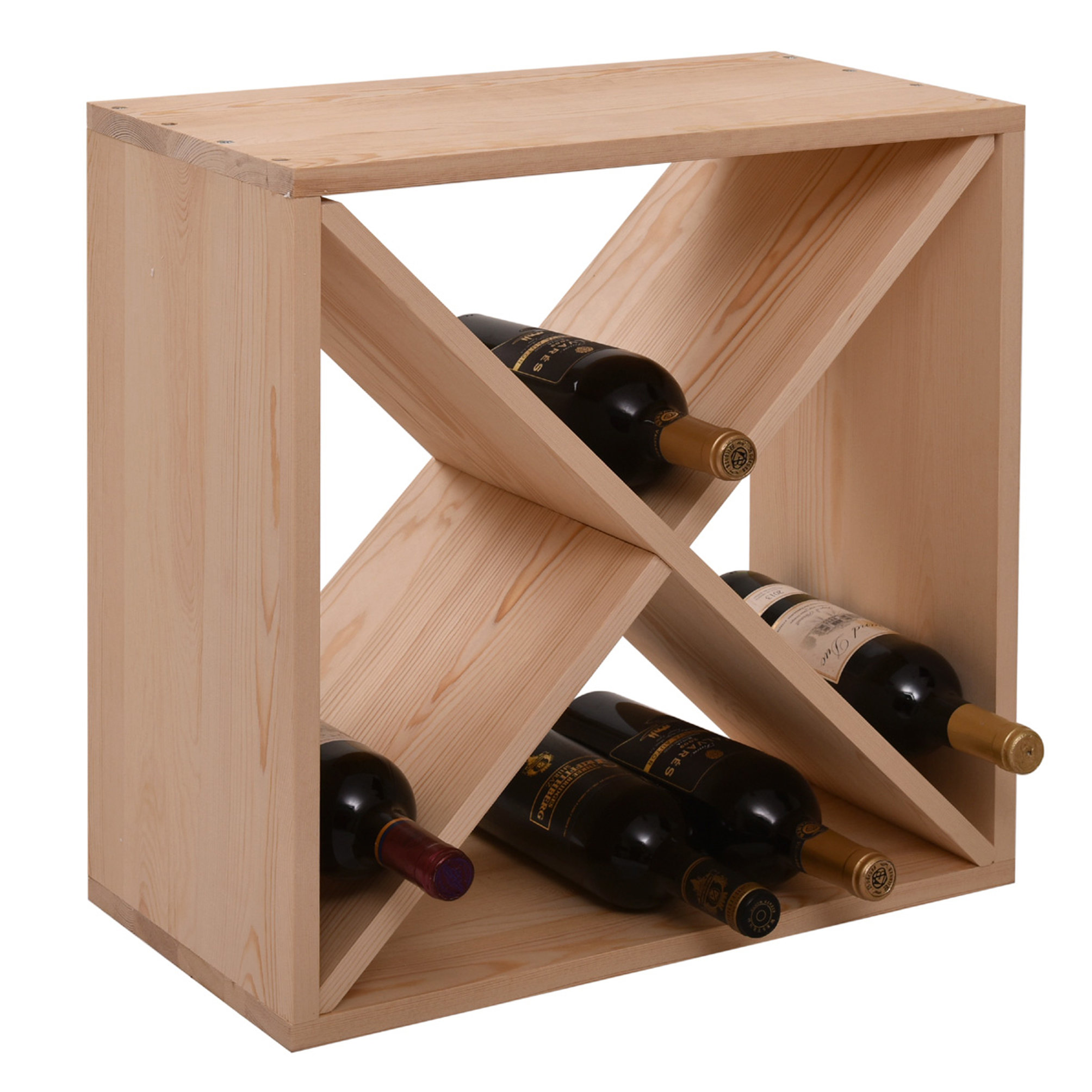 George Oliver 24 Bottle Modular Wine Rack, Stackable Wine Storage Cube ...