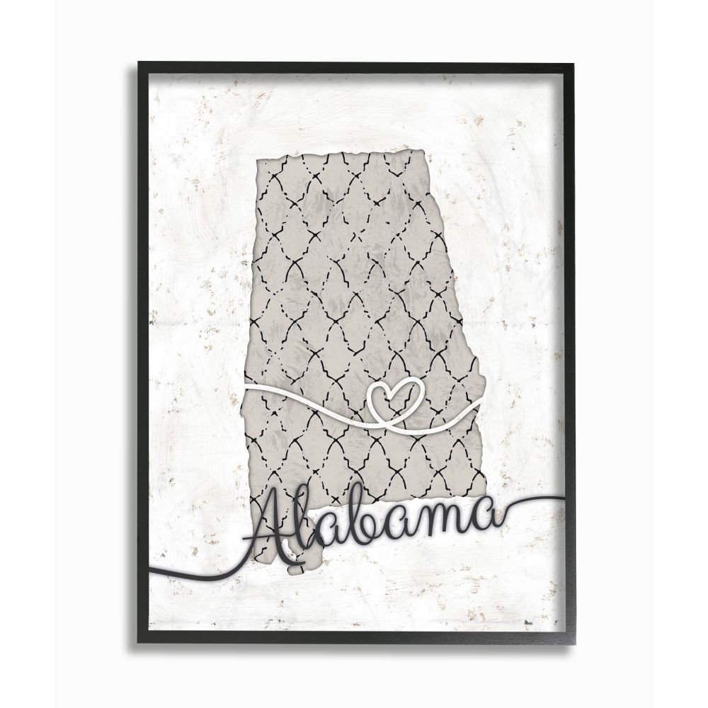 Ebern Designs 'Alabama Patterned Gray US State Design' Graphic Art on ...