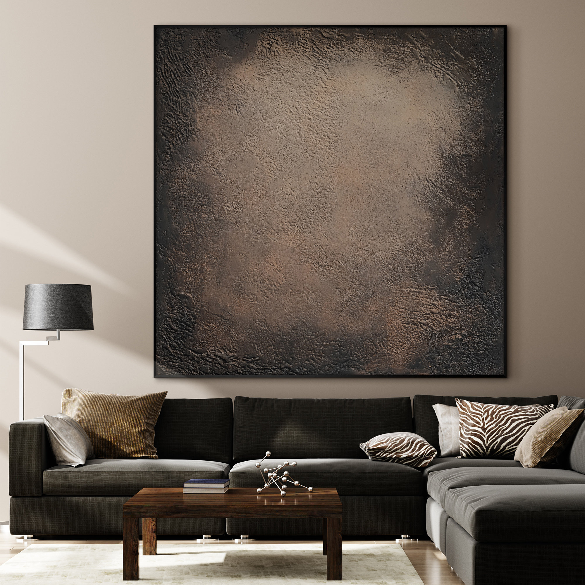 SIGNLEADER Effect - Moody Brown Abstract Illustrations Extra Large Framed Wall Art - Digital ...