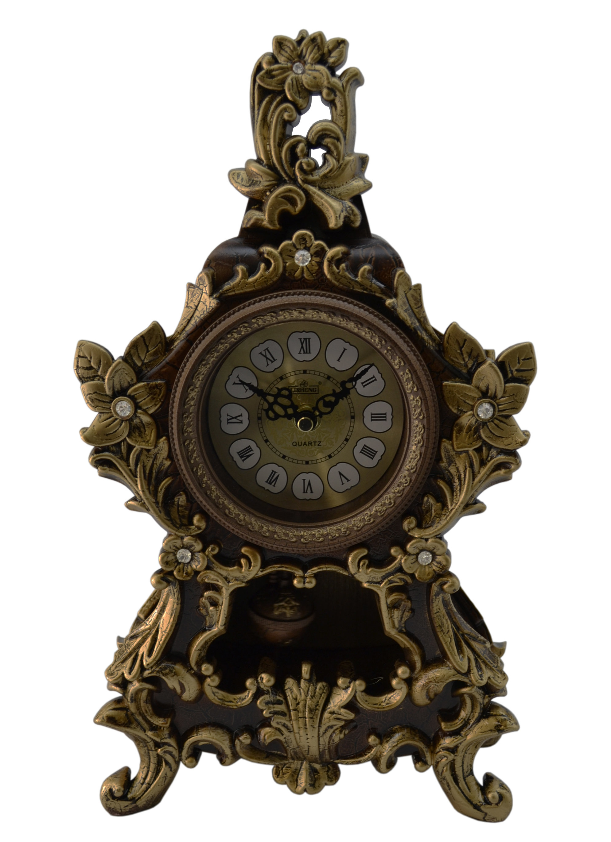 Three Star Im/Ex Inc. Traditional Analog Table Clock in Brown and gold ...