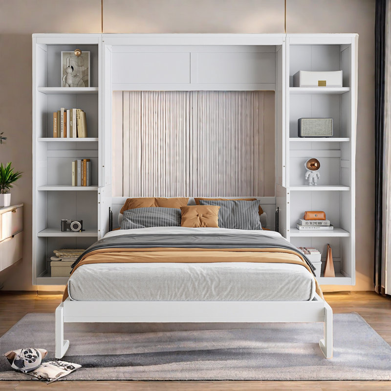 Red Barrel Studio® Driskill Murphy Bed With Desk And Multiple Storage ...