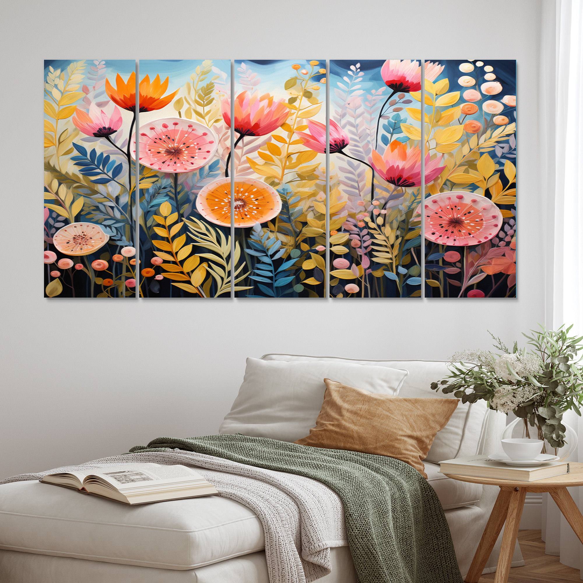 Design Art Multicolored Ferns Collage IV - Floral Metal Wall Art Set ...