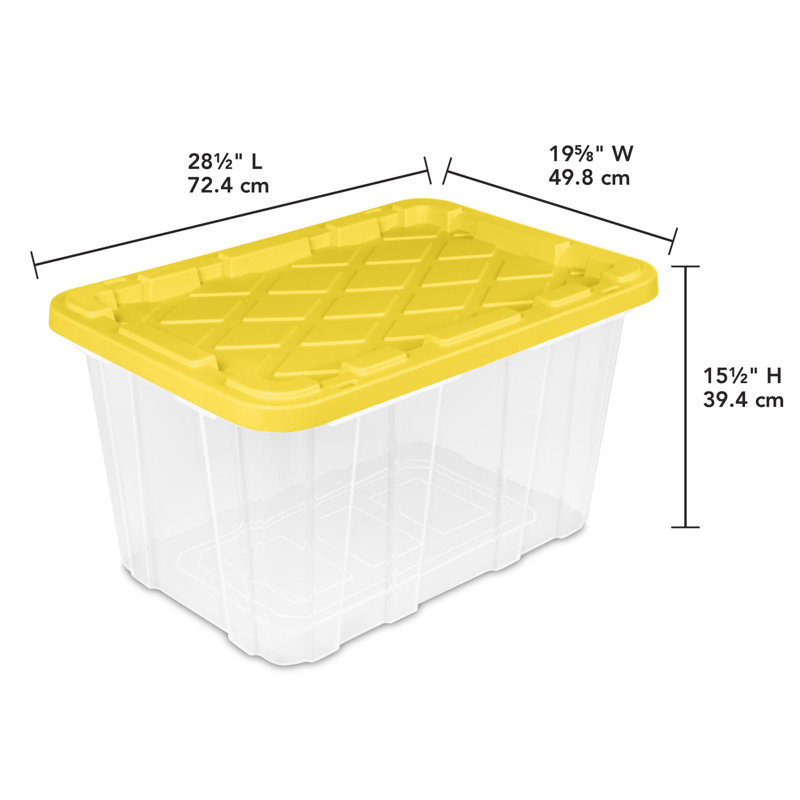 Sterilite Industrial Storage Box with Carrying Handles, 27 Gal, Yellow ...