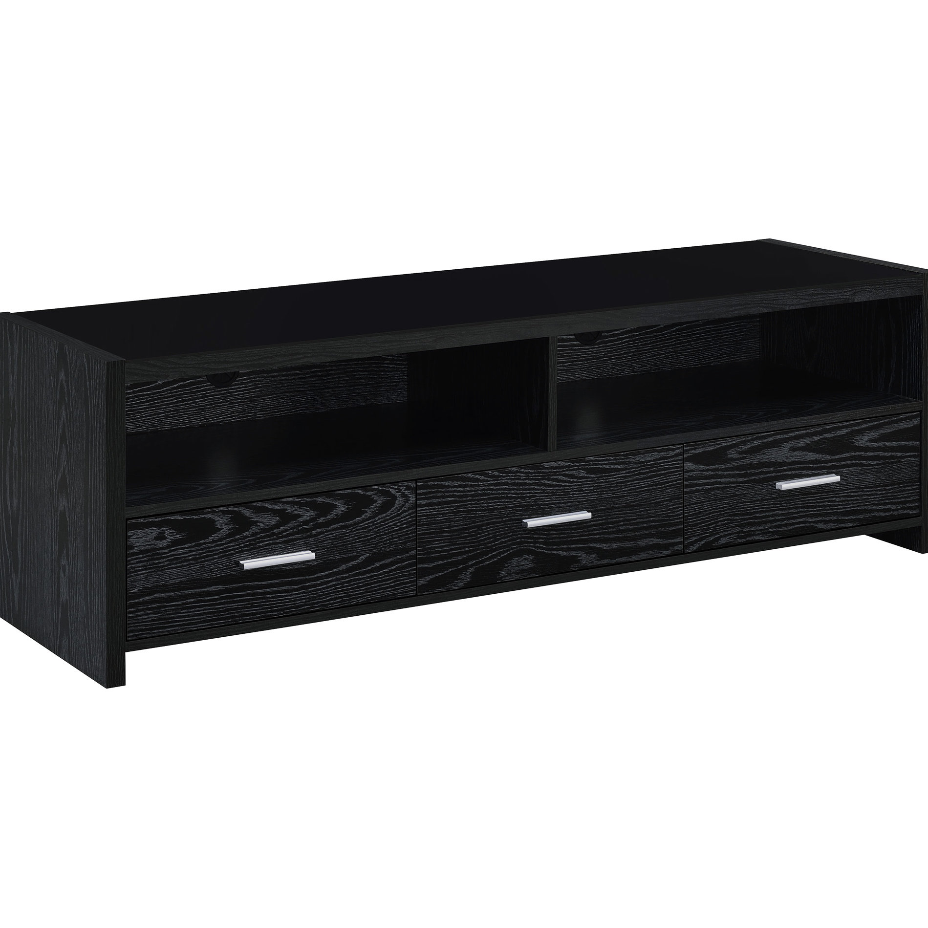 East Urban Home 3 - Drawer Black Oak Engineered Wood Tv Stand, Smooth ...