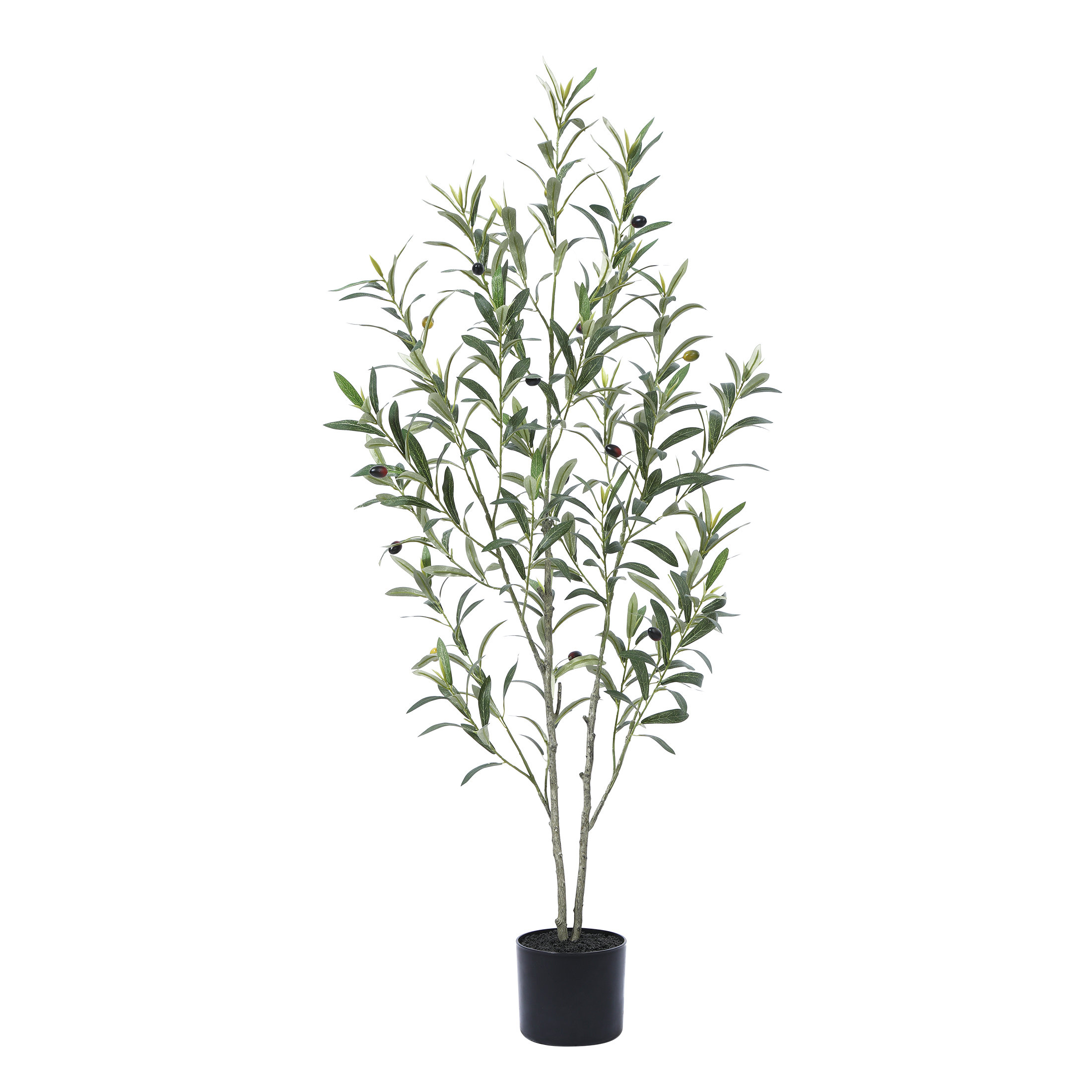 Primrue Adcock Artificial Plastic Olive Tree in Pot, Pre Potted Faux ...