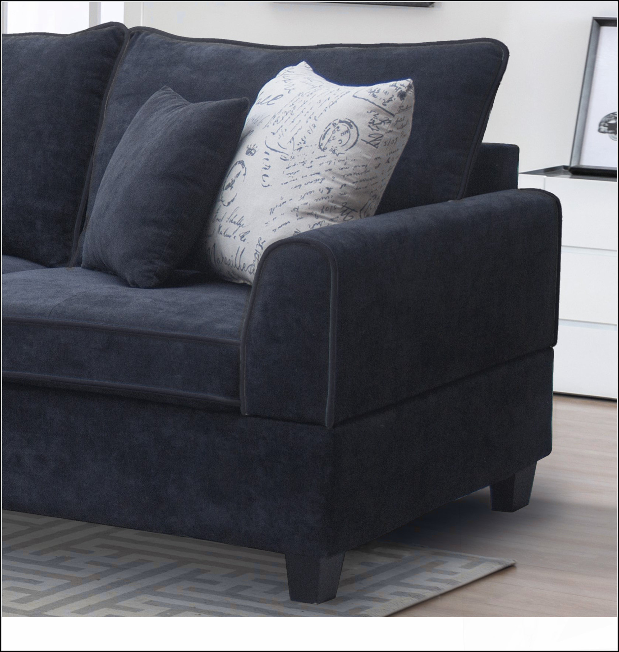 Latitude Run® Harmony 99.5"W Black Fabric Sectional Sofa With Left ...