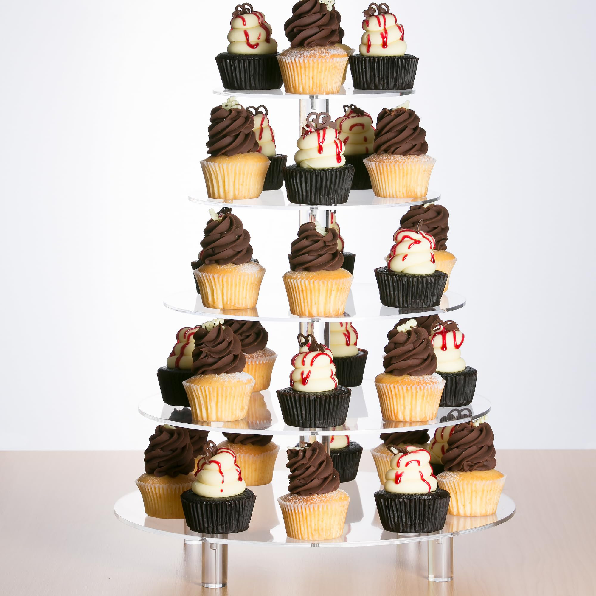 Orren Ellis 5 Tier Acrylic Cupcake Stand, Extra Thick 5Mm Base, Large ...